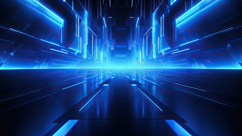 Blue Neon Background Illustration Stock Illustration - Illustration of ...