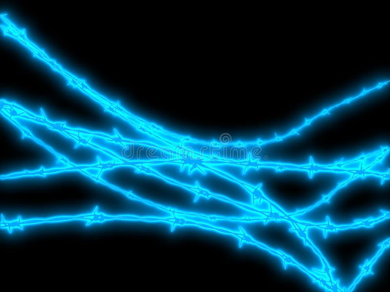 Blue Neon Barbed Wire on Black Background Stock Image - Image of ...