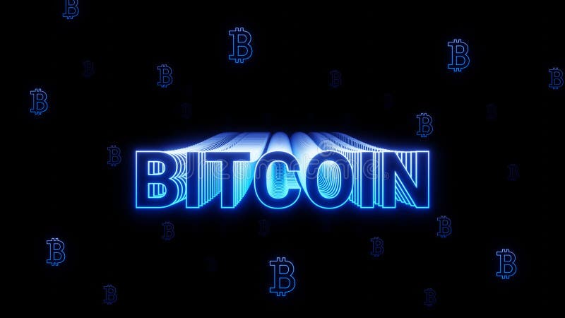 Blue Neon Bitcoin Text Wave Loop Animation Background Stock Footage ...