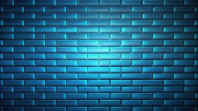 Blue Neon Brick Wall Texture with Forced Perspective - Generative AI ...