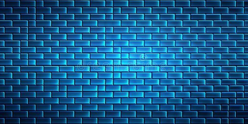 Blue Neon Brick Wall Texture Pattern Background Generative AI Stock ...