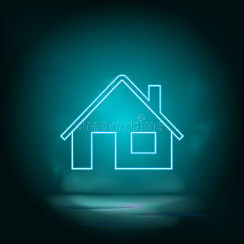 Blue Neon Building, Home. Blue Neon, Building Vector Icon Stock ...