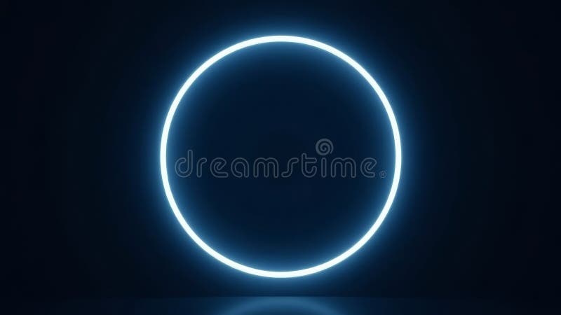 Blue Neon Circle on Black Background Stock Illustration - Illustration ...