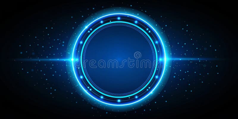 Blue Neon Circle Frame with Sparkles, Technology , Abstract Stock ...