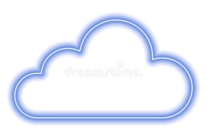 Blue Neon Cloud Isolated on White. Linear Contour Stock Illustration ...
