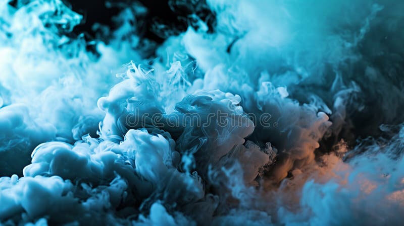 Blue neon cloud of smoke. stock photo. Image of background - 340958704