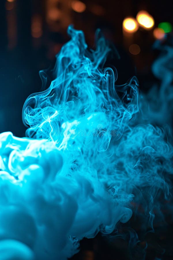 Blue neon cloud of smoke. stock photo. Image of design - 340958752