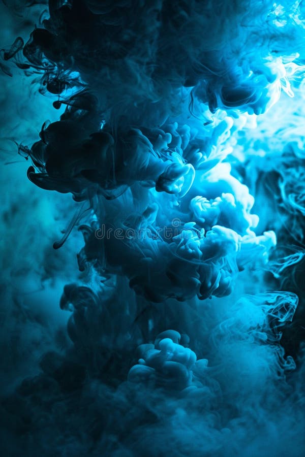 Blue neon cloud of smoke. stock photo. Image of neon - 343195370
