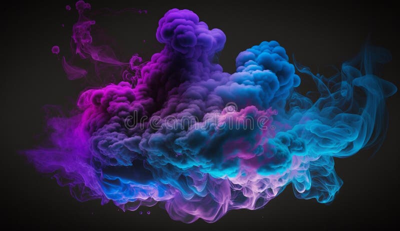 Blue Neon Cloud of Smoke. Generative AI Stock Illustration ...