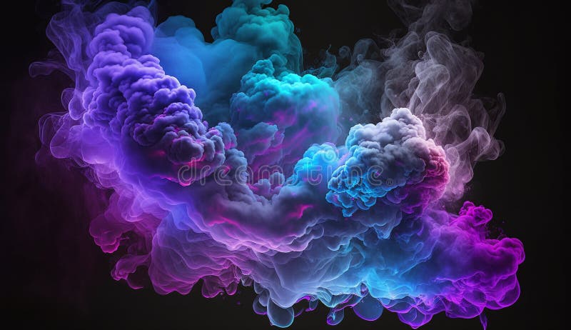 Blue Neon Cloud of Smoke. Generative AI Stock Photo - Image of mystic ...