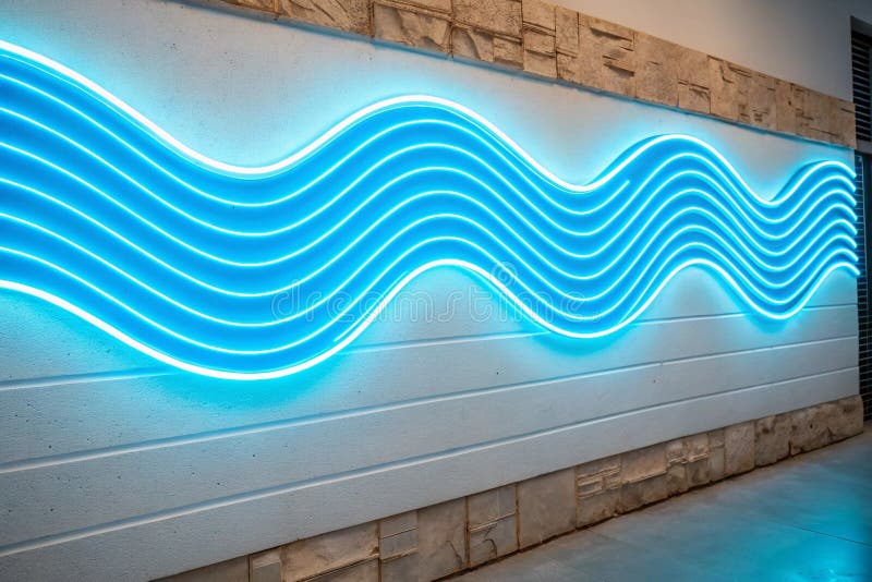 Blue Neon Color Strip Wave Paper Stock Illustration - Illustration of ...