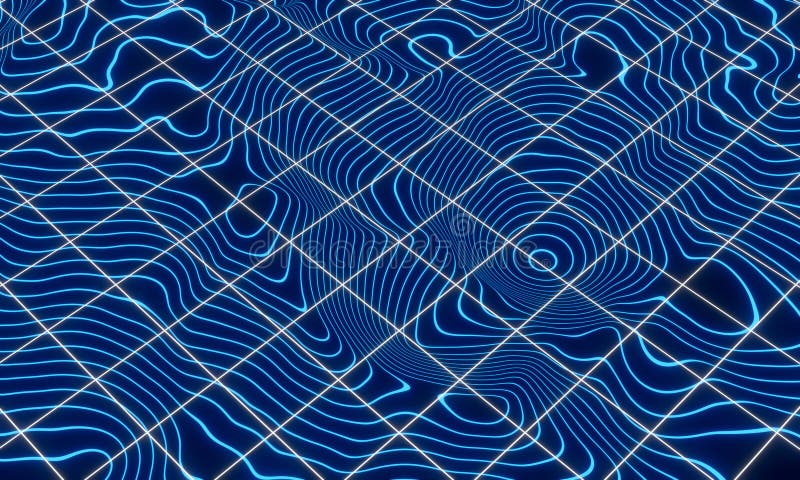 Blue neon contour map stock illustration. Illustration of mesh - 318824767