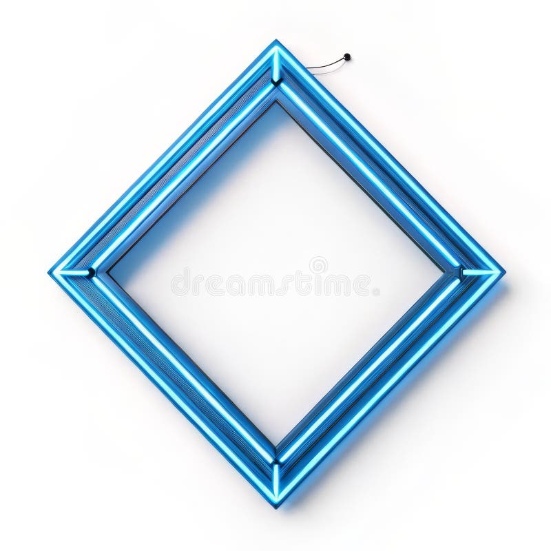 Blue Neon Diamond Frame, Digital Art, Minimalist Design, Frame Mockup ...