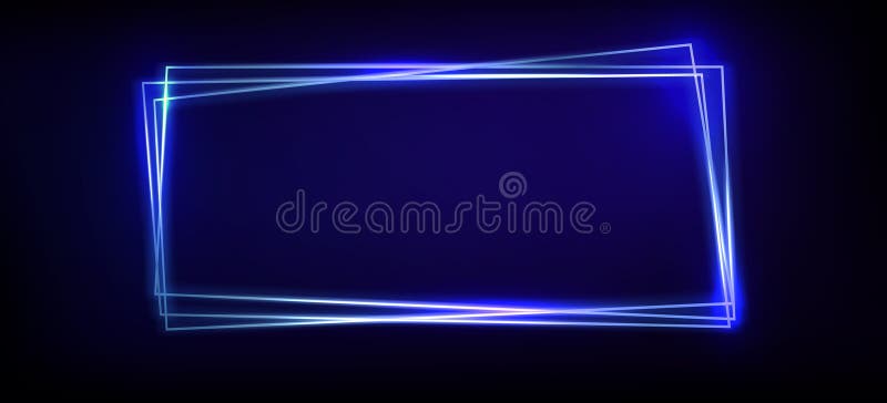 Blue Neon Glow Rectangle Frame. Stock Vector - Illustration of luminous ...