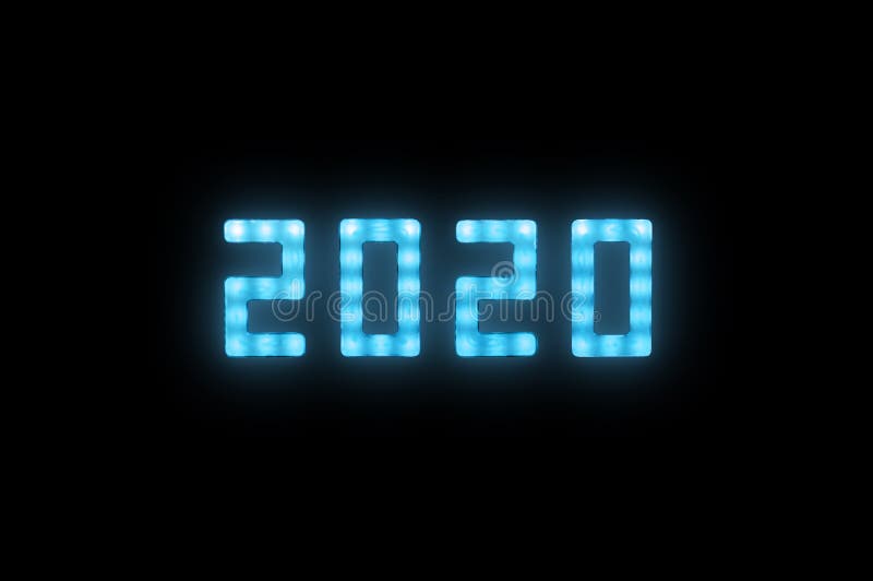 Blue Neon Glowing Led 2020 Sign on Black Stock Photo - Image of text ...