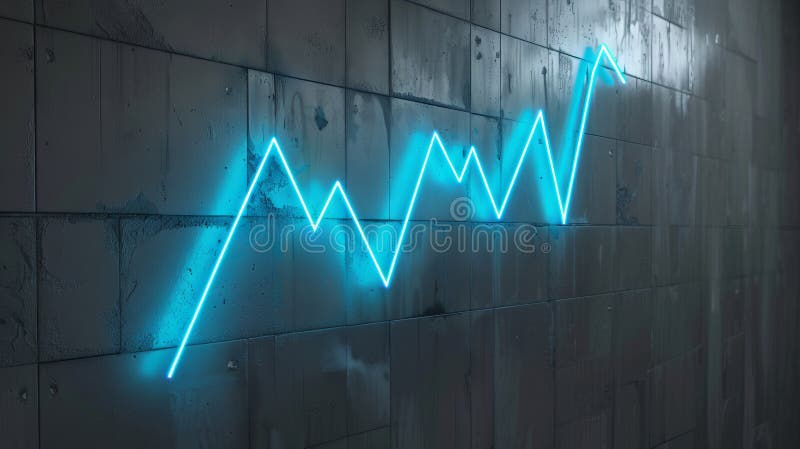 A Blue Neon Graph on a Wall Stock Image - Image of neon, tile: 317085929