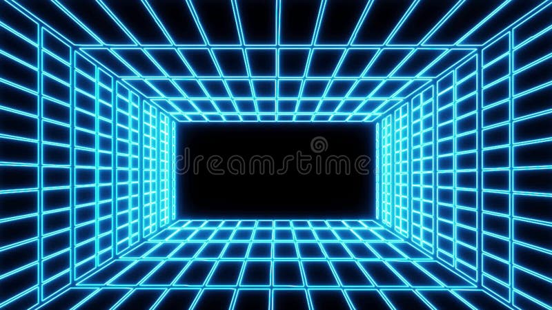 Blue Neon Grid Room Environment Graphic Element Stock Video - Video of ...