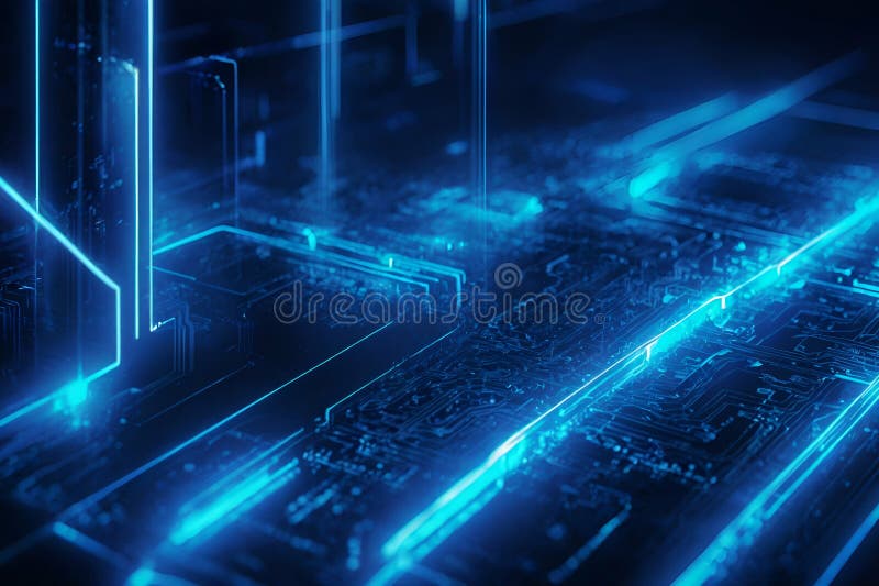 Blue Neon Grow Light Abstract Technology Background Stock Illustration ...