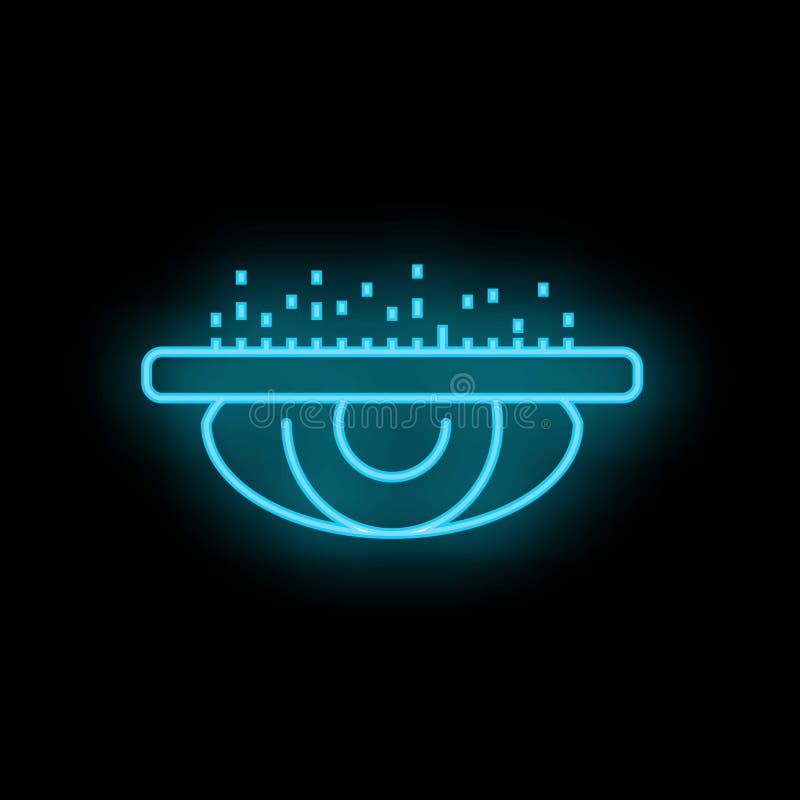 Neon Style Icon of Eye Scanning Digital Data Stream Stock Illustration ...