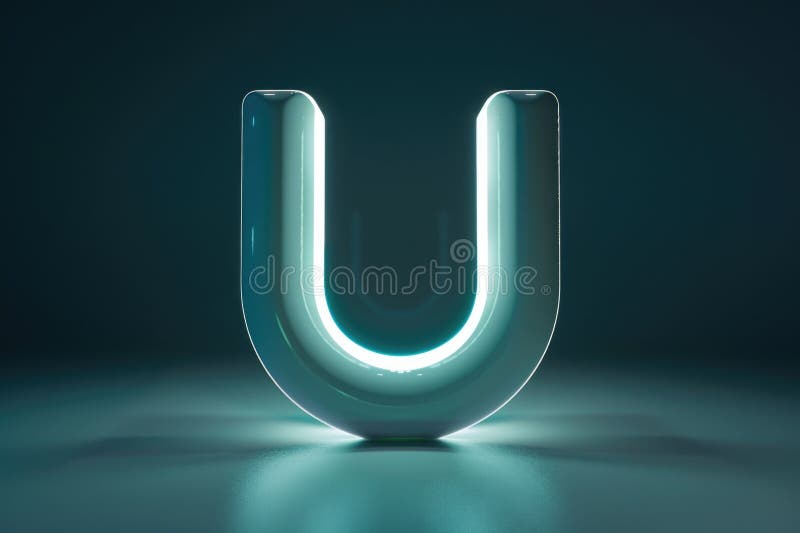 A Blue Neon Letter U on a Dark Background Stock Image - Image of letter ...