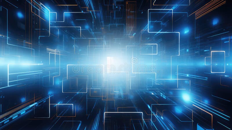 Blue Neon Light Abstract Visual Geometry Motion Graphic Technology ...