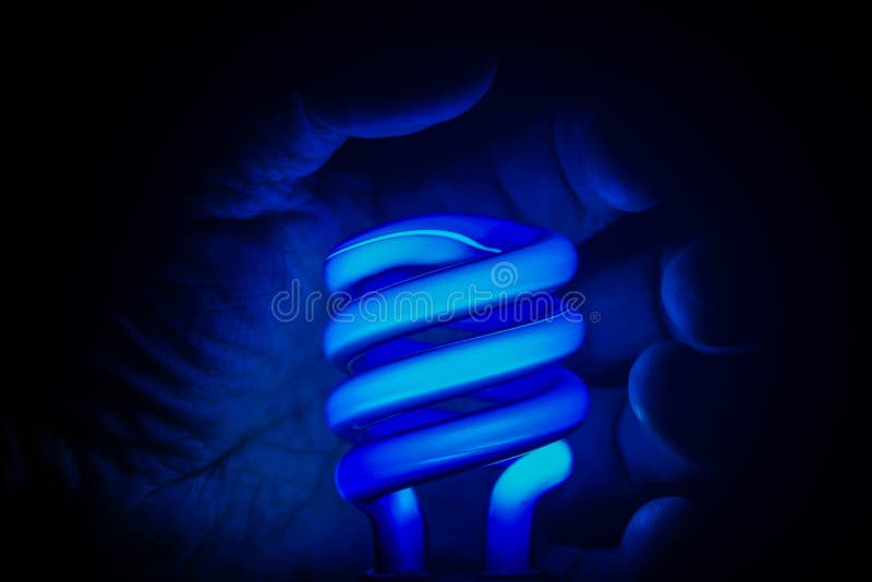 Blue Neon Light & Hand stock image. Image of colors - 95320739