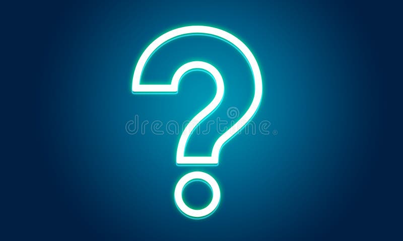 Blue Neon Light and Large Question Mark Concept Stock Illustration ...