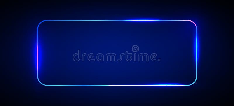 Blue Neon Light Rectangle Frame Glow Background Stock Illustration ...