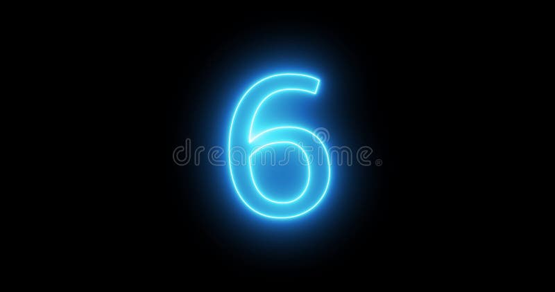 Blue Neon Light 10 Seconds Countdown on Black Background. Running ...