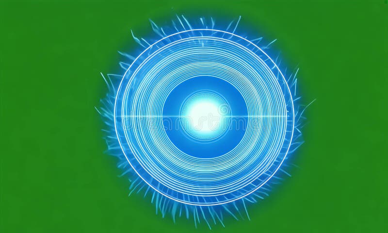 Blue Neon Lines Rotating in a Circular Pattern, Building Energy before ...