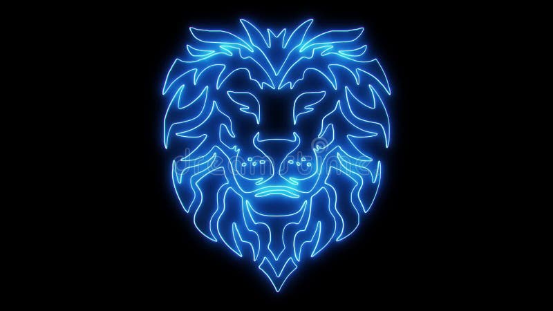 Blue Neon Lion Head Animated Logo Loopable Graphic Element V1 Stock ...