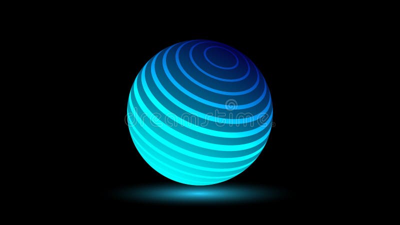 Blue Neon Luminescent 3D Ball With A Glow Effect Stock Vector ...