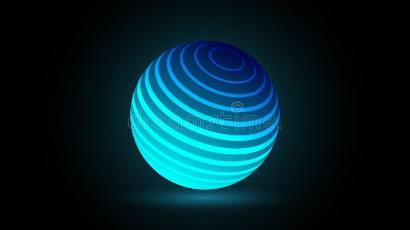 Blue Neon Luminescent 3D Ball with a Glow Effect Stock Vector ...