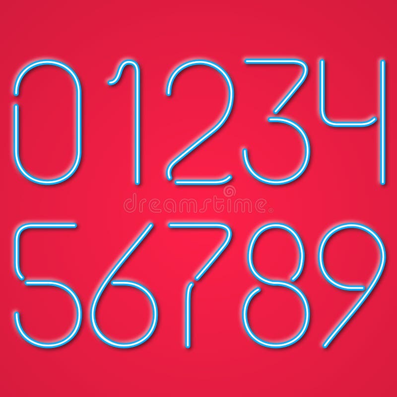 Blue Neon Numbers stock vector. Illustration of isolated - 44290849