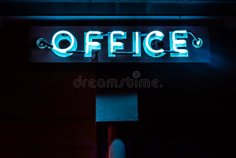 Neon Office Sign stock photo. Image of tubes, glowing - 24514554