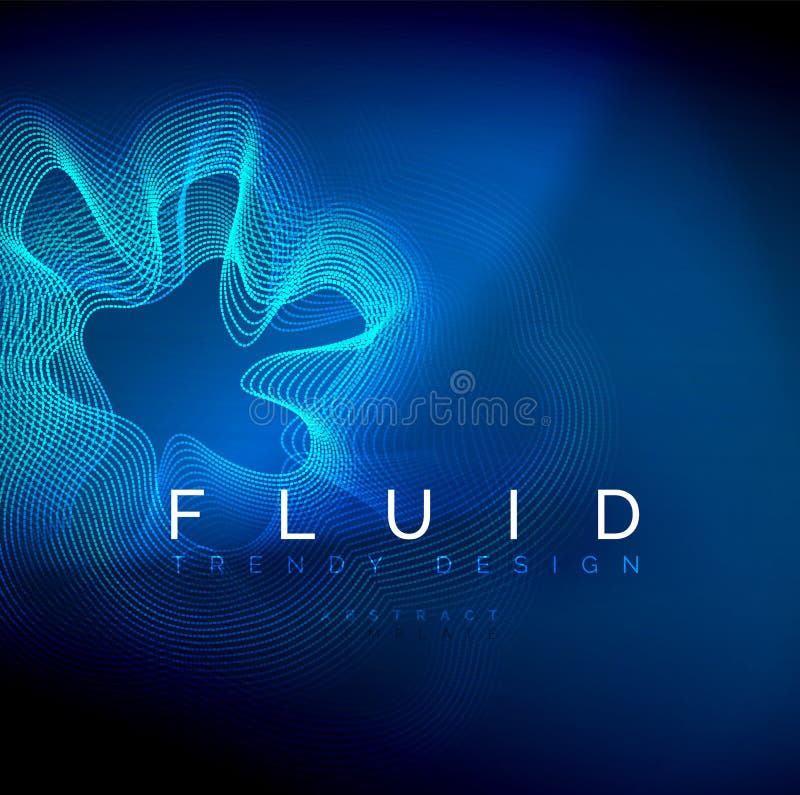 Blue Neon Particles Glowing Fluid Wave Lines, Magic Energy Space Light ...