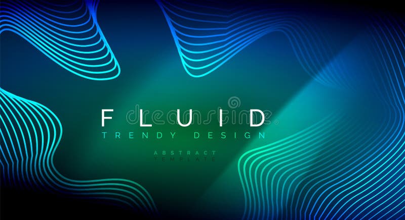 Blue Neon Particles Glowing Fluid Wave Lines, Magic Energy Space Light ...