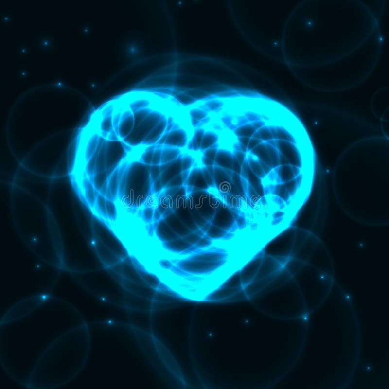 Blue Neon Plasma Laser Heart on Dark Background Stock Vector ...