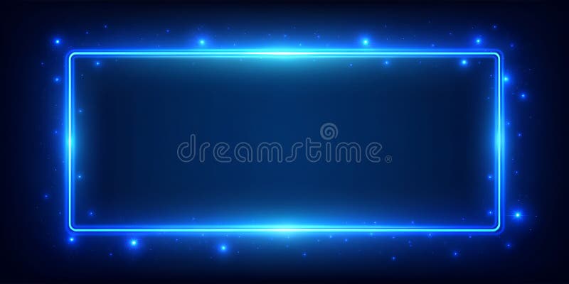 Blue Neon Rectangular Frame with Shining Effects Generative AI Stock ...