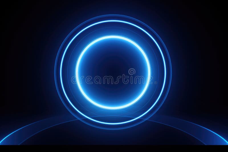 A Blue Neon Ring on a Black Background. Ideal for Futuristic or ...