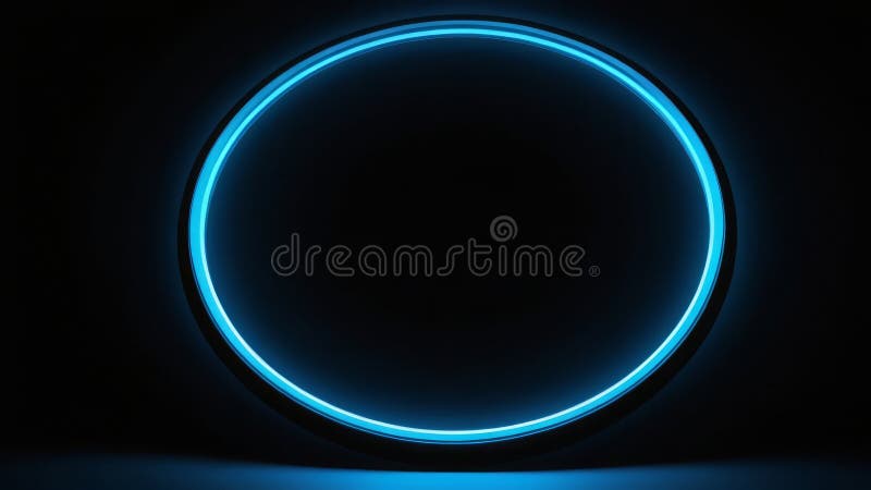 Blue Neon Ring Glowing Dark Featuring Sleek Modern Design Stock Photos ...