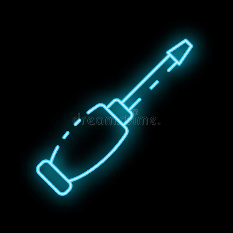 Blue Neon Screwdriver Glowing on Black Background Stock Illustration ...