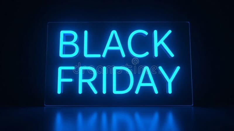 Blue Neon Sign Black Friday on Wall in Dark Room Stock Photo - Image of ...