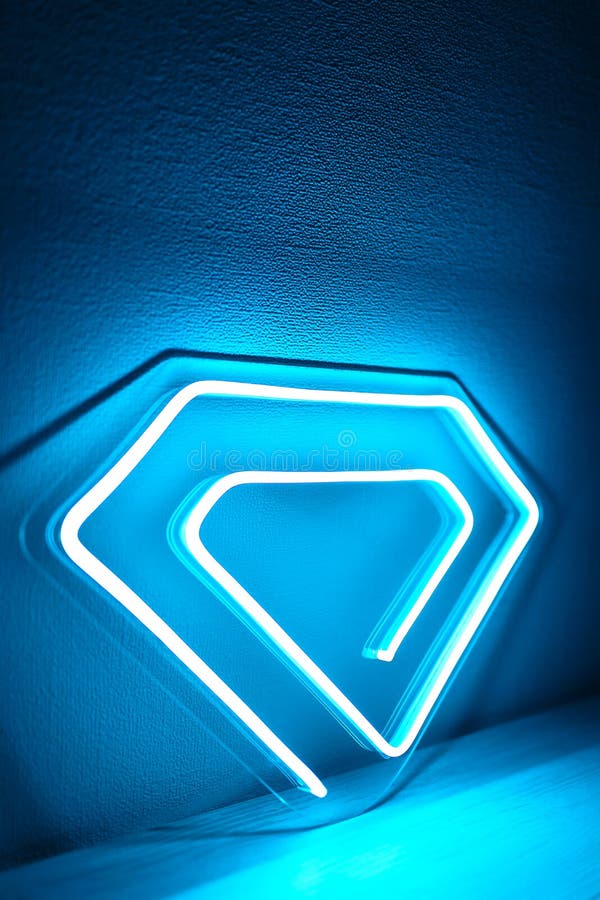 Blue Neon Sign Crystal. Trendy Style Stock Image - Image of modern ...