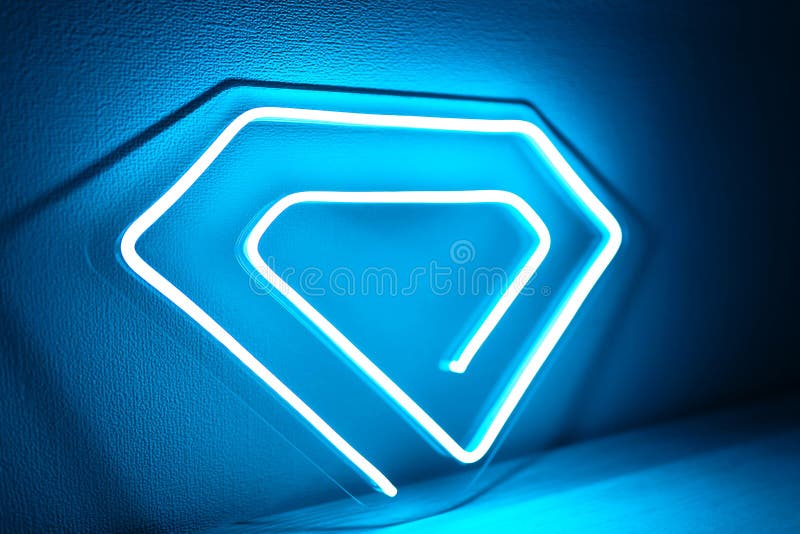 Blue Neon Sign Crystal. Trendy Style Stock Photo - Image of lamp ...