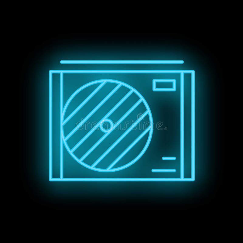 Blue Neon Sign Depicting Cd Case on Black Background Stock Illustration ...