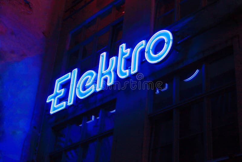 Blue and Red Neon Flowers at Night. Editorial Stock Photo - Image of ...