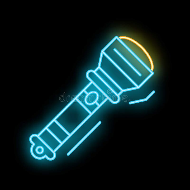Blue Neon Sign Flashlight Shining in the Dark Stock Illustration ...