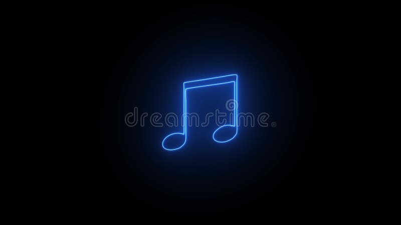 Blue Neon Single Musical Note Icon Abstract Animation. Stock Video ...