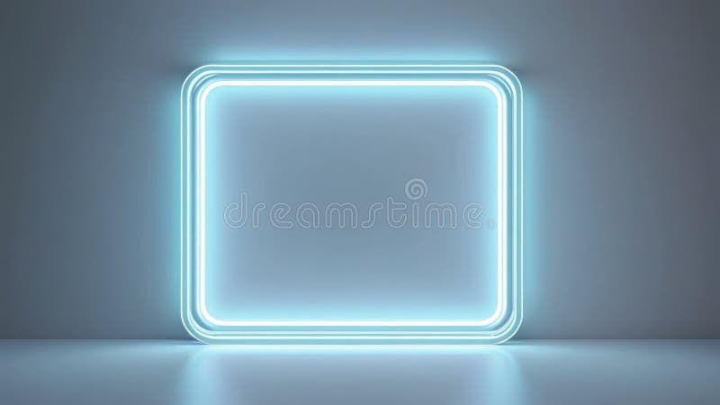 Blue Neon Square Frame, Showcasing Modern and Minimalistic Aesthetics ...